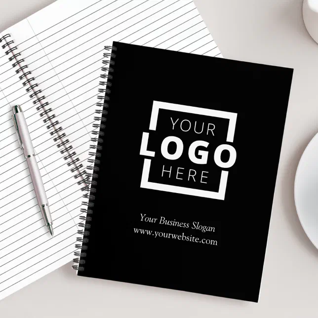 Custom Company Logo Business Promotional Black Notebook | Zazzle