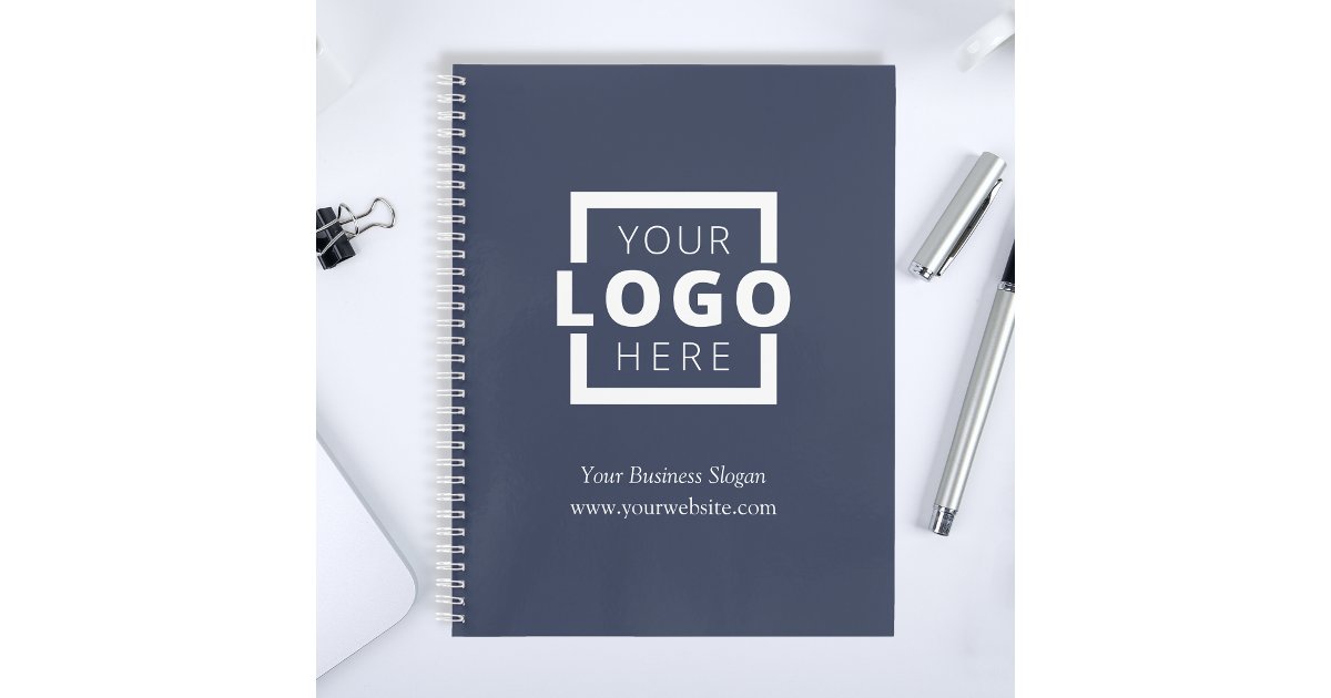 Custom Company Logo Business Promotional Blue Notebook | Zazzle