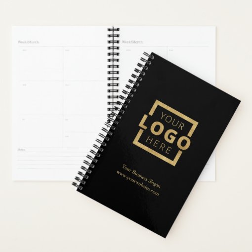 Custom Company Logo Business Promotional Gold Planner | Zazzle