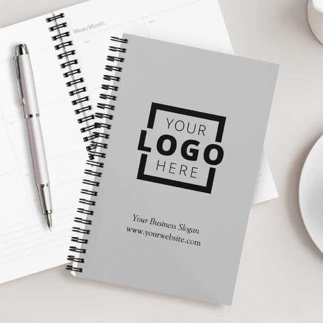 Custom Company Logo Business Promotional Grey Planner | Zazzle
