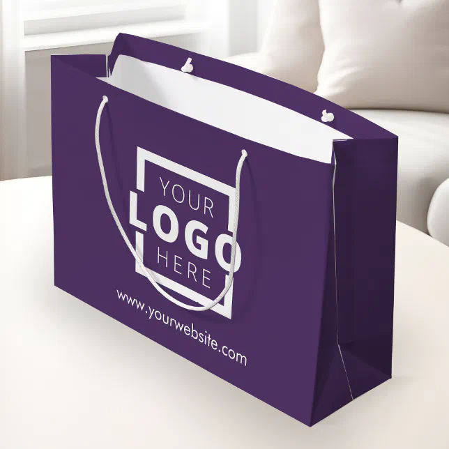 Custom Company Logo Business Promotional Purple Large Gift Bag | Zazzle
