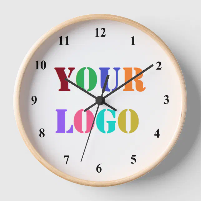 Custom Company Logo Business Wall Clock Template | Zazzle