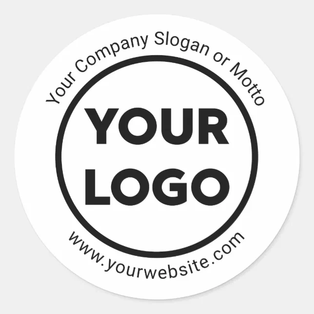 Custom Company Logo, Business Website and Slogan Classic Round Sticker ...