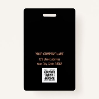 Custom Company Logo Copper Barcode Office Employee Badge | Zazzle