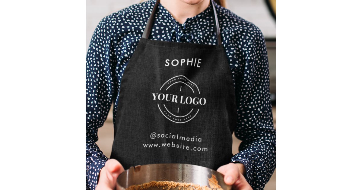 Custom Company Logo Corporate Modern Simple Black Apron | Zazzle