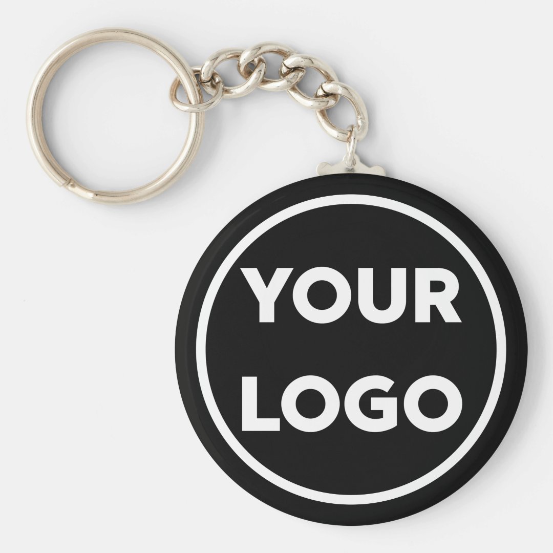 Custom Company Logo Corporate Swag Black Keychain | Zazzle