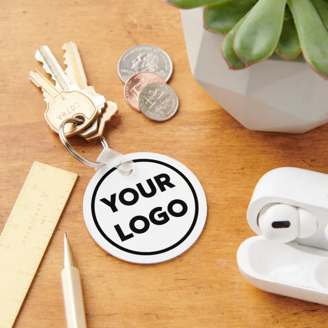 Custom Company Logo Corporate Swag Keychain | Zazzle