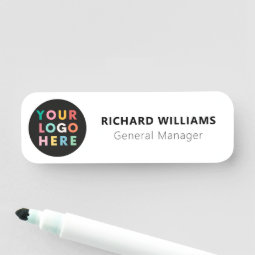 Custom Company Logo Employee Dry Erase Magnetic Name Tag | Zazzle