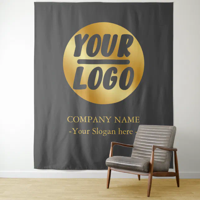 Custom Company Logo Gold Grey Backdrop For Events | Zazzle