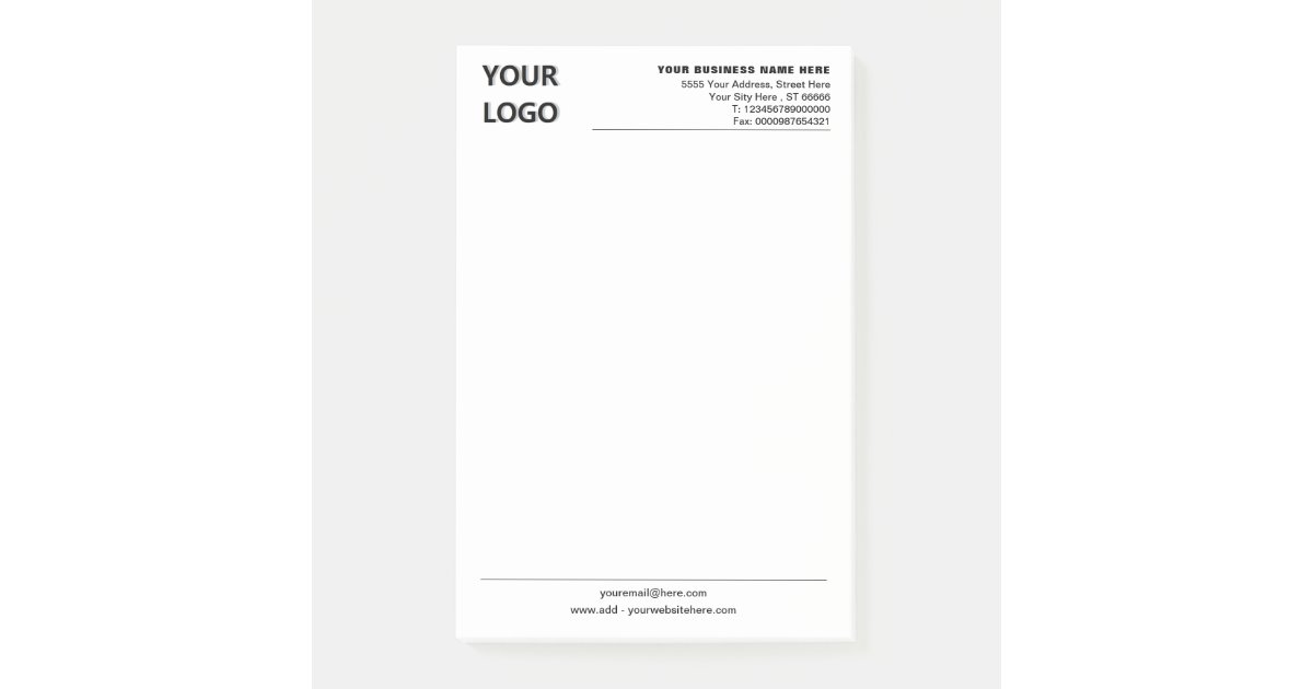 Custom Company Logo Info Business Post it Notes | Zazzle