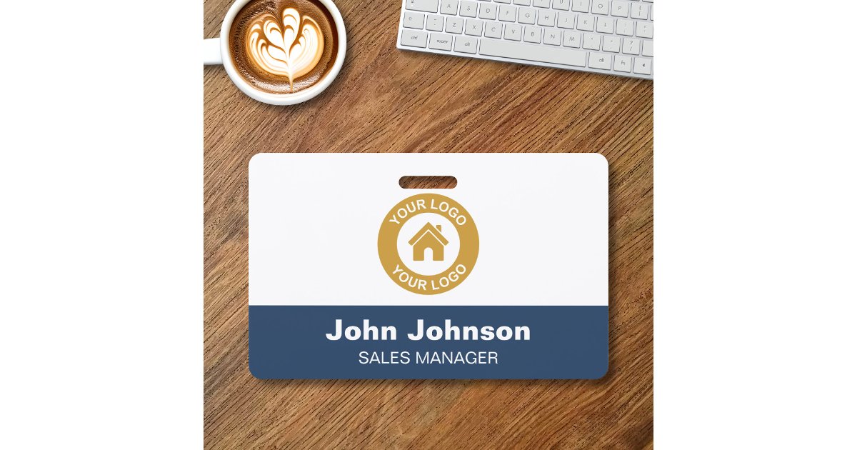 Custom Company Logo Name Badge With Metal Clip | Zazzle