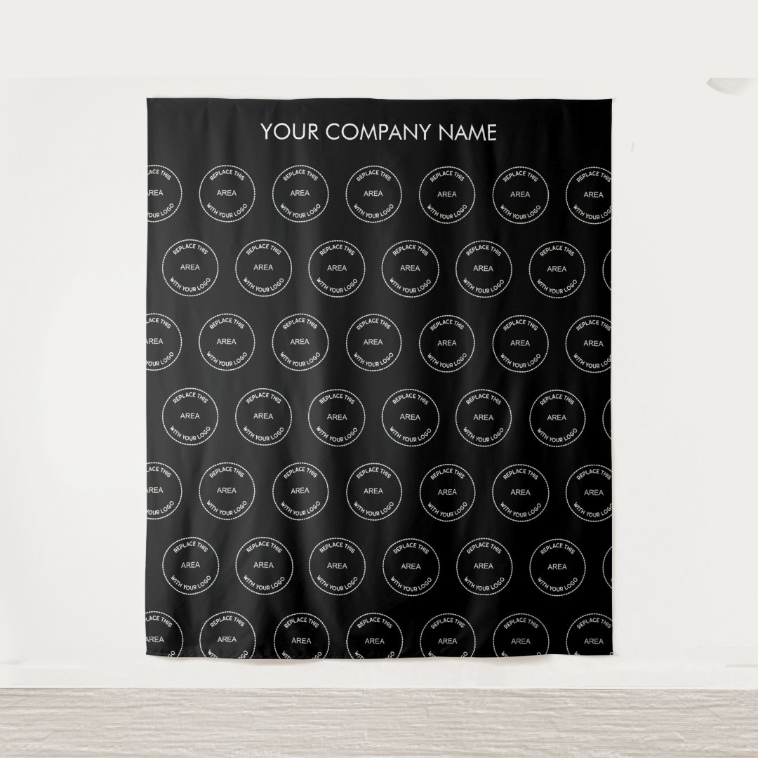Custom Company Logo Name Black Photo Backdrop | Zazzle