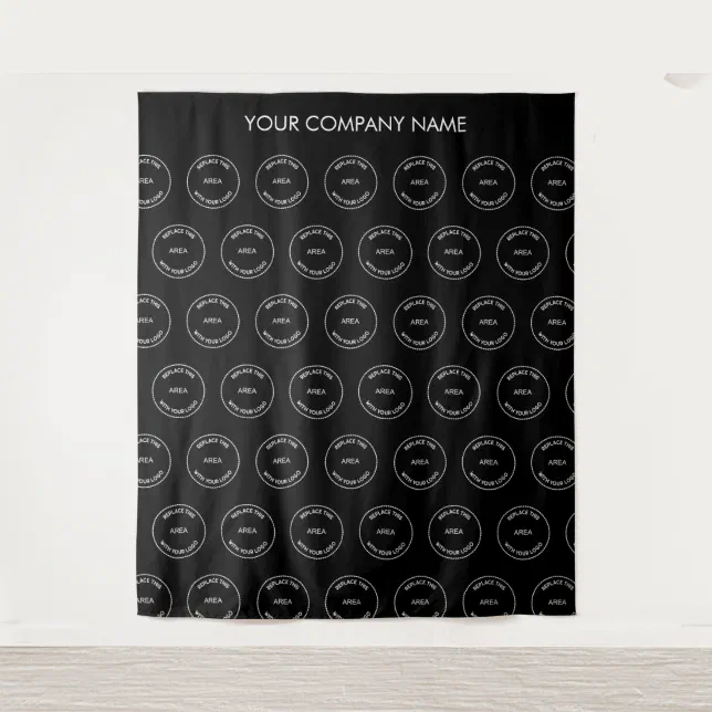 Custom Company Logo Name Black Photo Backdrop | Zazzle