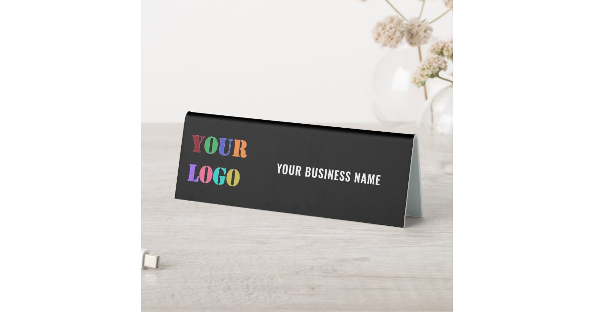 Custom Company Logo Name Table Tent Sign Template | Zazzle