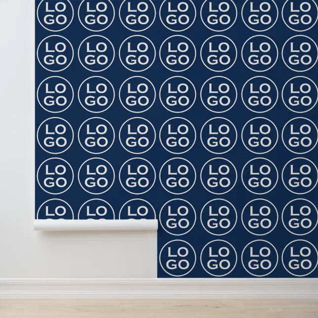 Custom Company Logo or Image on Navy Blue Wallpaper | Zazzle