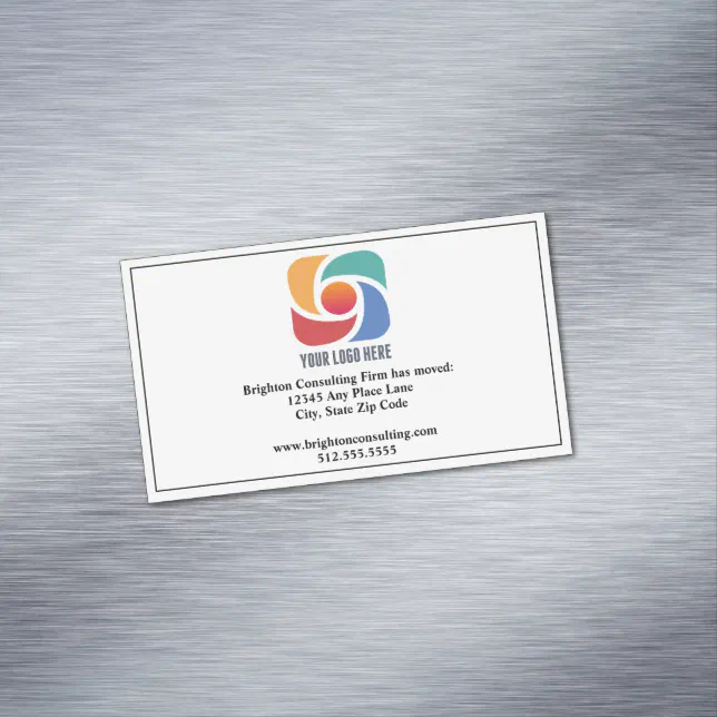 Custom Company Logo Our Office is Moving Business Card Magnet | Zazzle