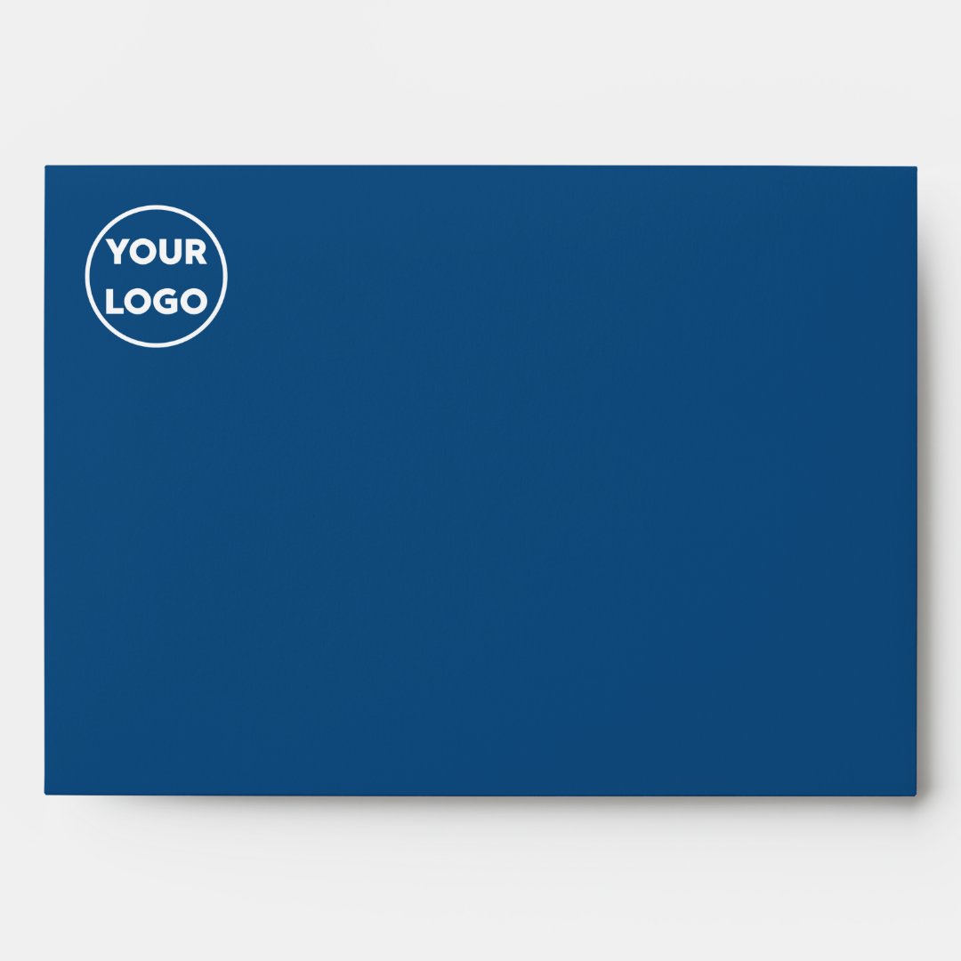 Custom Company Logo Printed Return Address Blue Envelope | Zazzle