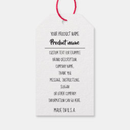 Custom Company Logo Product Description MADE USA Gift Tags | Zazzle