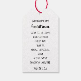 Custom Company Logo Product Description MADE USA Gift Tags | Zazzle