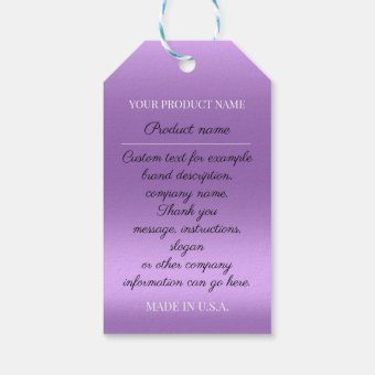 Custom Company Logo Product Purple Gift Tags | Zazzle