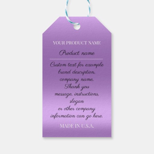 Custom Company Logo Product Purple Gift Tags | Zazzle