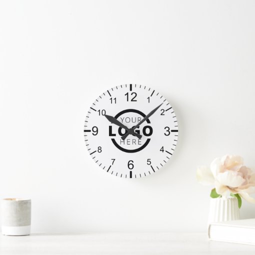 Custom Company Logo Promotional Branded Round Clock | Zazzle