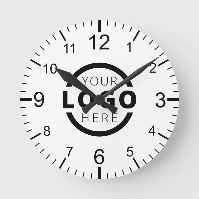 Custom Company Logo Promotional Branded Round Clock | Zazzle