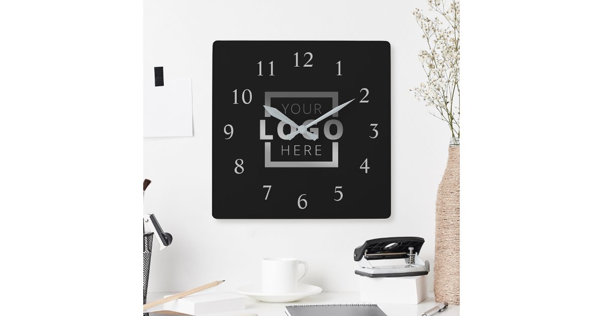 Custom Company Logo Promotional Branded Square Wall Clock | Zazzle