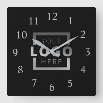 Custom Company Logo Promotional Branded Square Wall Clock | Zazzle