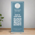 Custom Company Logo QR Code Professional Blue Retractable Banner | Zazzle