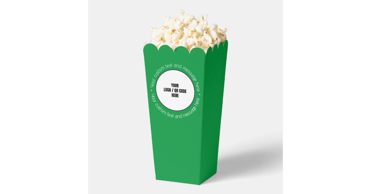 Custom Company Logo QR Code Text Green Popcorn Box | Zazzle