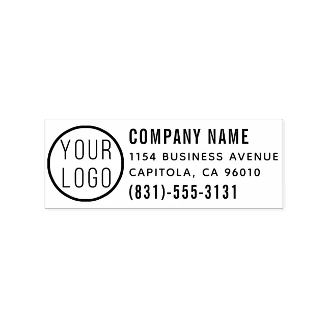 Custom Company Logo Return Address & Telephone Rubber Stamp | Zazzle