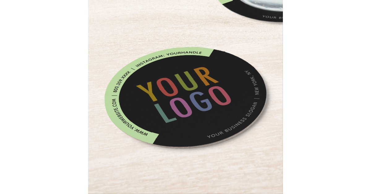 Custom Company Logo Round Paper Pulpboard Coasters | Zazzle