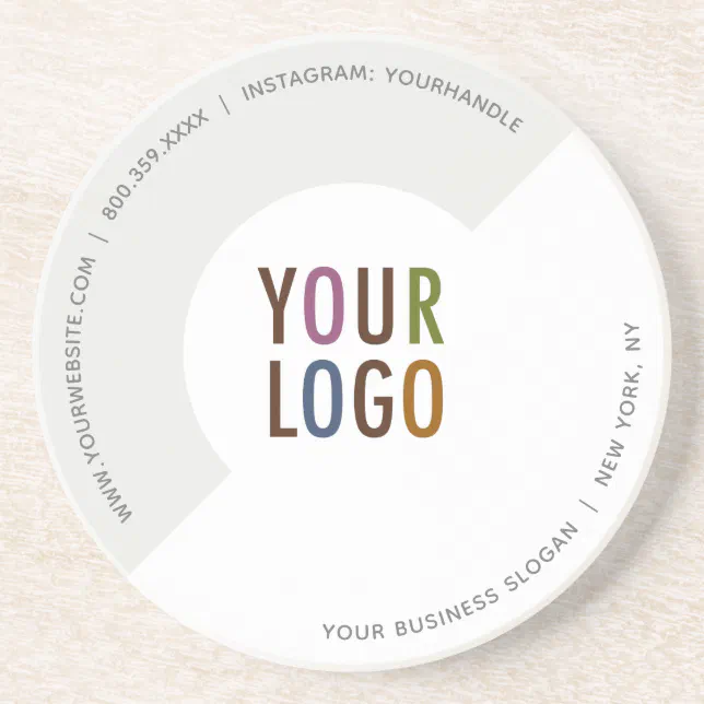 Custom Company Logo Round Sandstone Coaster | Zazzle
