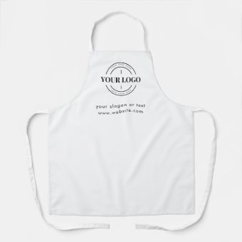 Custom Company Logo Slogan Employee Uniform White Apron | Zazzle