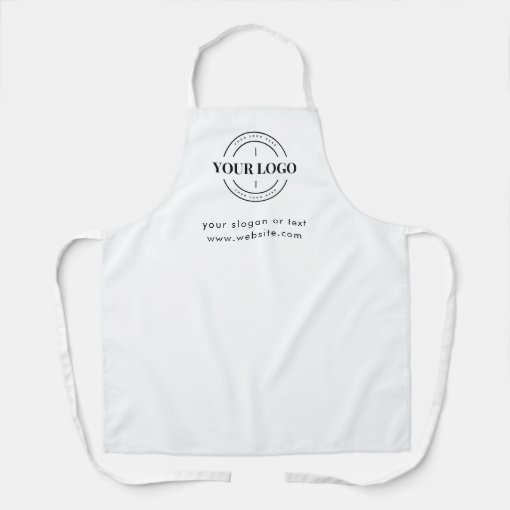 Custom Company Logo Slogan Employee Uniform White Apron | Zazzle