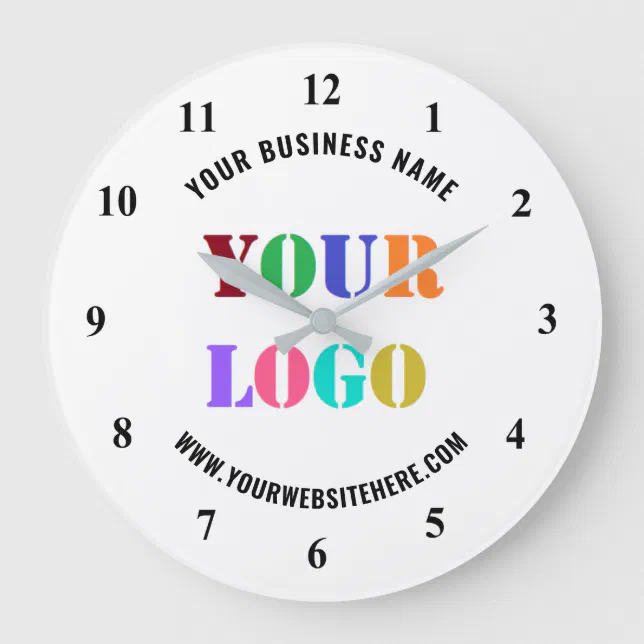 Custom Company Logo Text Business Clock Template | Zazzle