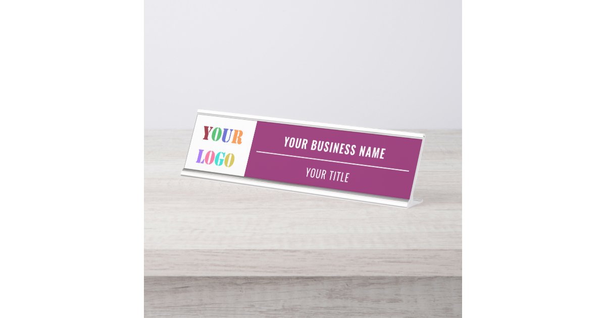 Custom Company Logo Text Business Desk Name Plate | Zazzle