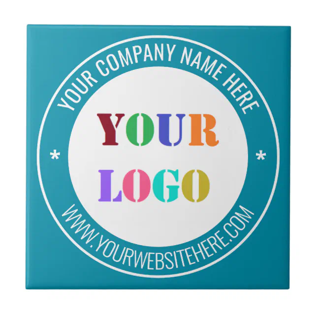 Custom Company Logo Text Ceramic Tile Your Colors | Zazzle