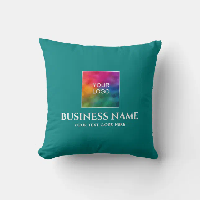 Custom Company Logo Text Elegant Template Square Throw Pillow | Zazzle