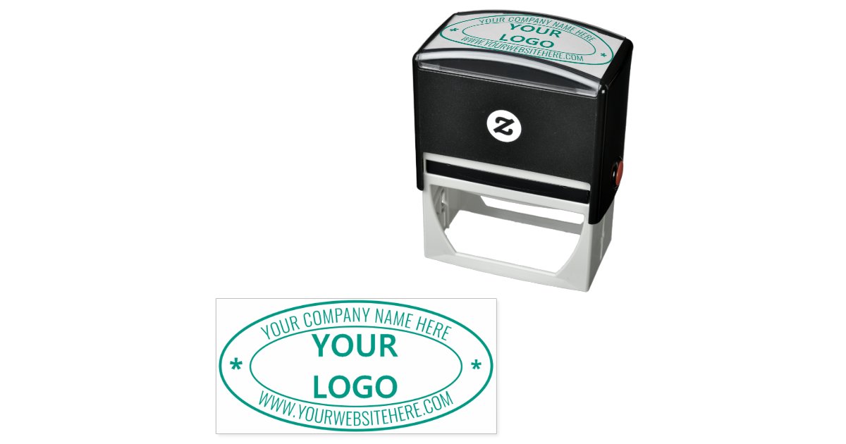 Custom Company Logo Text Oval Self-inking Stamp | Zazzle