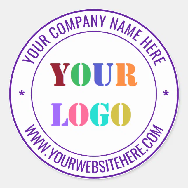 Custom Company Logo Text Round Sticker Template | Zazzle