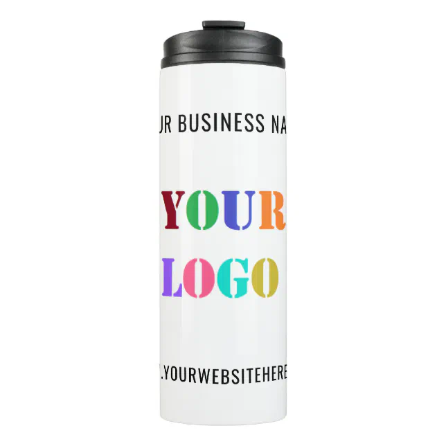 Custom Company Logo Text Thermal Tumbler Template | Zazzle
