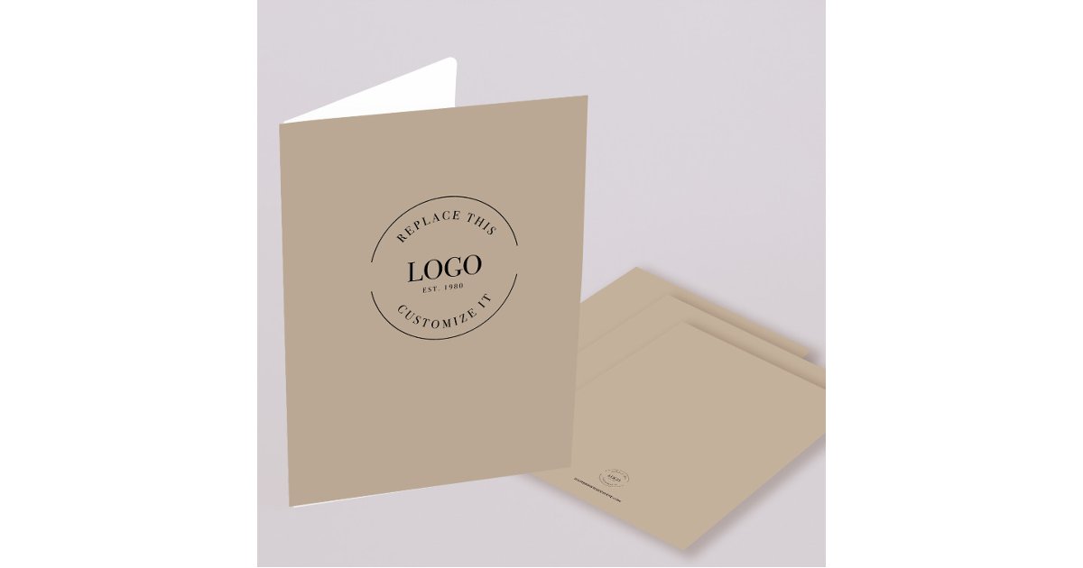 Custom Company logo website Minimalist Beige Pocket Folder | Zazzle