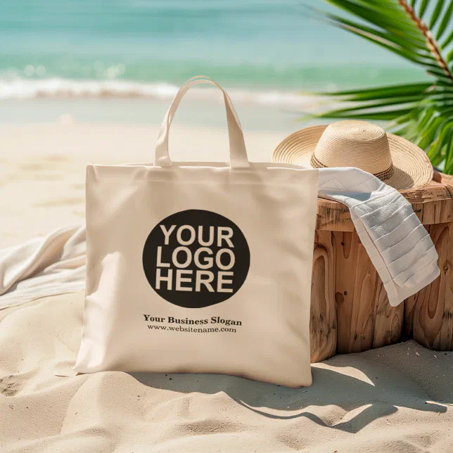 Custom Company Logo With Business Slogan Large Large Tote Bag | Zazzle
