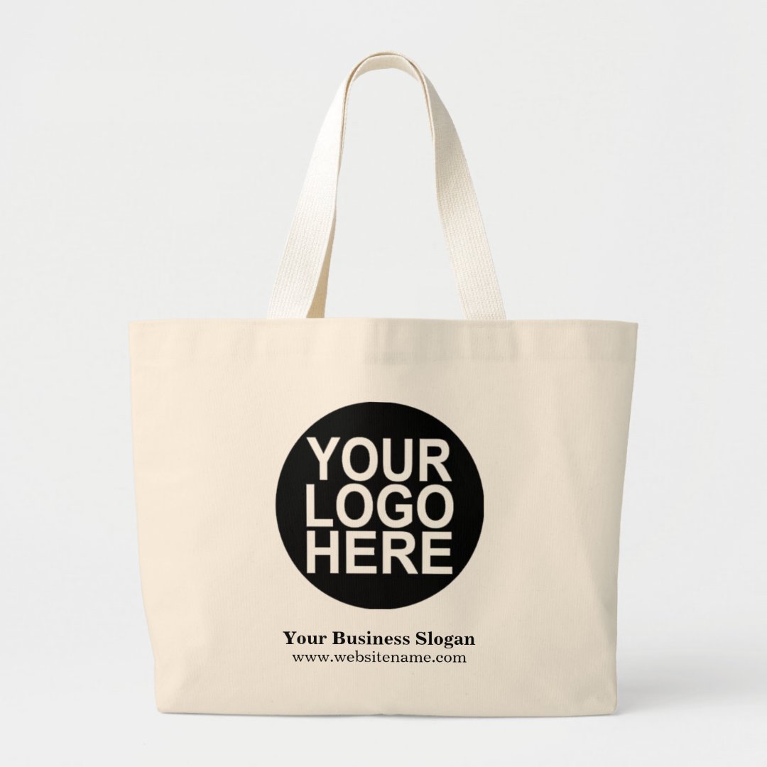 Custom Company Logo With Business Slogan Large Large Tote Bag | Zazzle