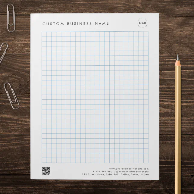 Custom Company Name Logo QR Code Drawing Graph Pad | Zazzle
