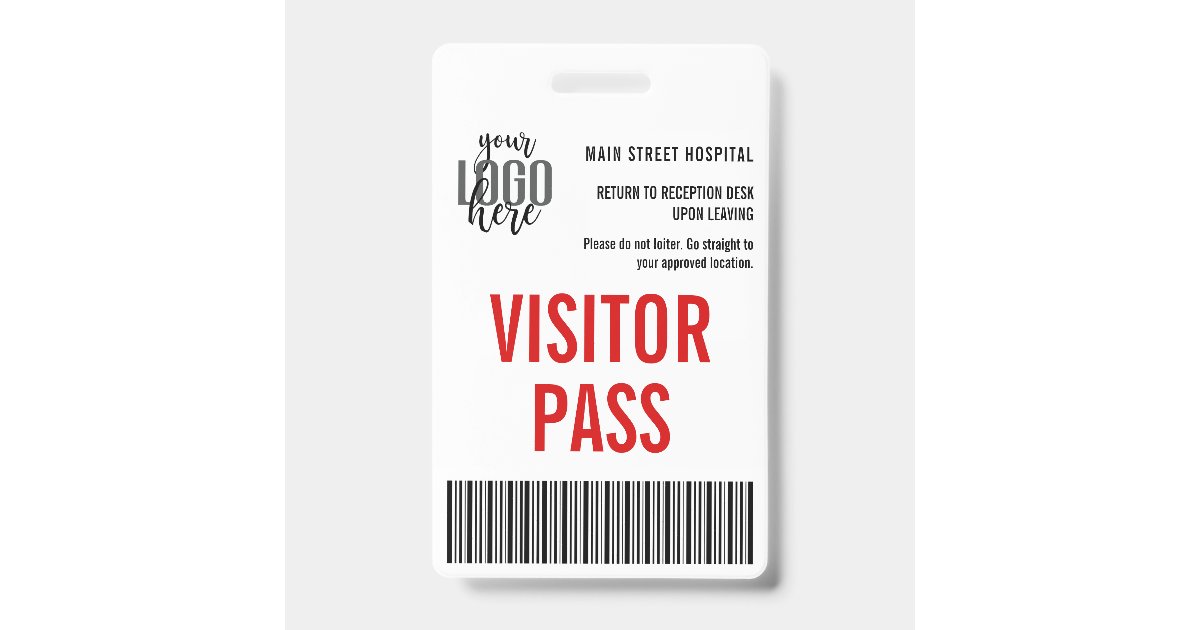 Custom Company Visitor Pass Barcode Logo ID Badge | Zazzle