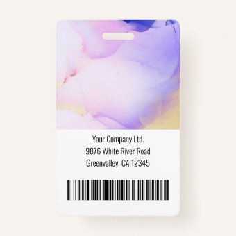 Custom Company Watercolor Purple Employee ID Badge | Zazzle
