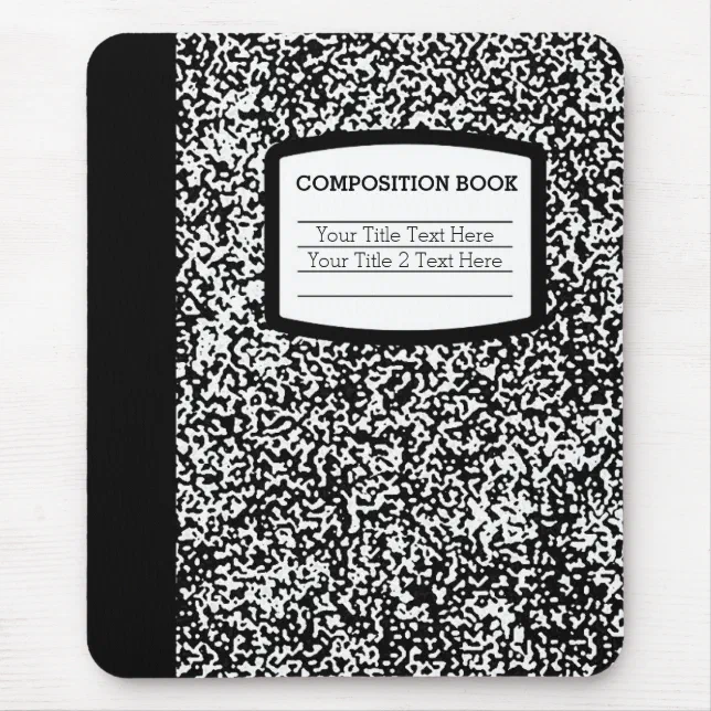 Custom Composition Book Black/White School/Teacher Mouse Pad | Zazzle